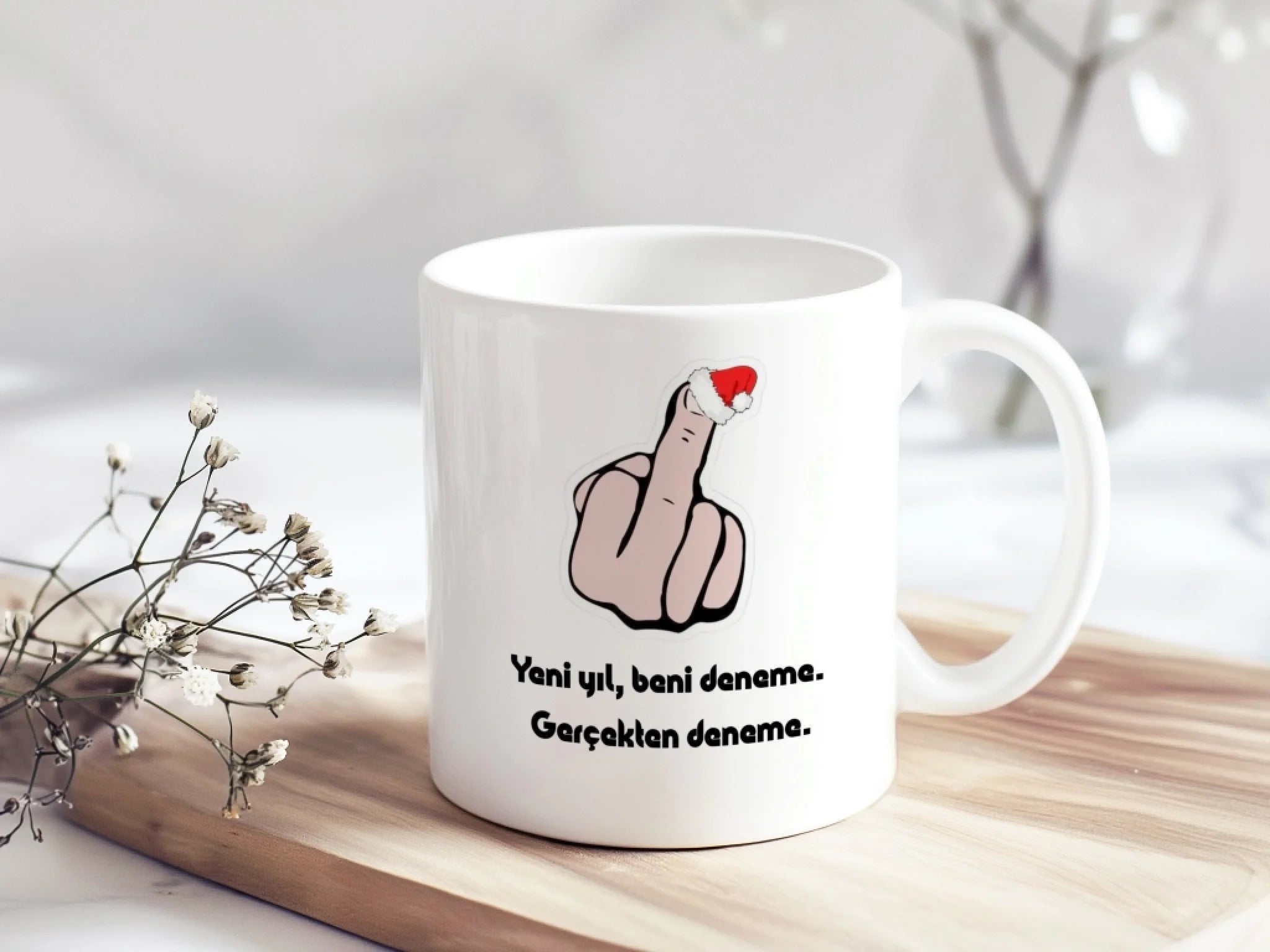 Yeni Yıl Beni Deneme Gerçekten Yazılı Orta Parmak Çeken Esprili Kupa B ...